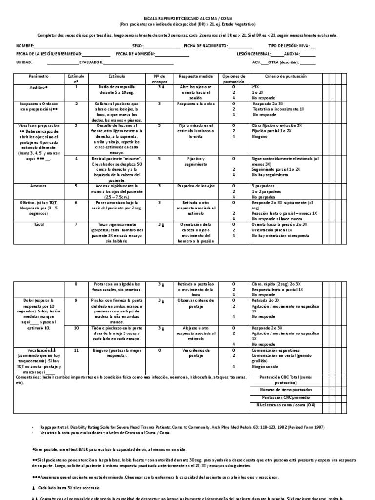 Rappaport Coma | PDF | Coma | Causas de la muerte