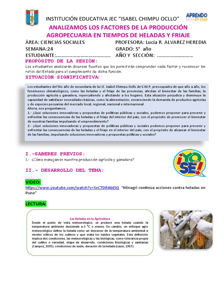 CCSS 5TO AÑO Semana 24 | PDF | Suelo | Agricultura