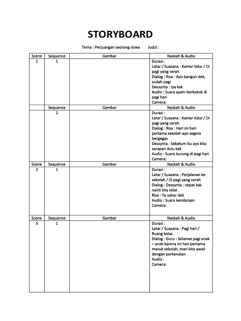 STORYBOARD Makanan | PDF