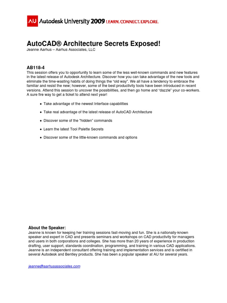 AU2009-AB118-4 - AutoCAD Architecture Secrets Exposed! | PDF | Auto Cad ...