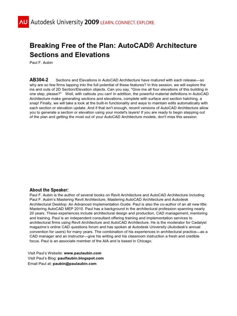 AU2009-AB304-2 - Breaking Free of The Plan AutoCAD® Architecture ...