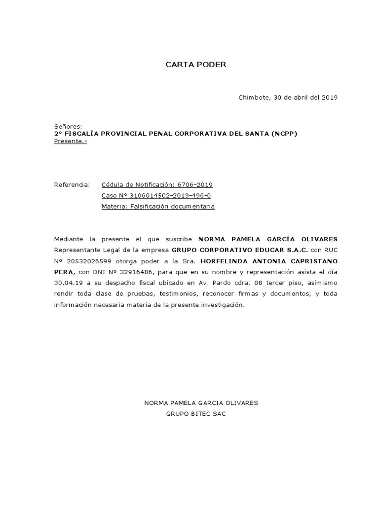 Carta Poder Fiscalia | PDF