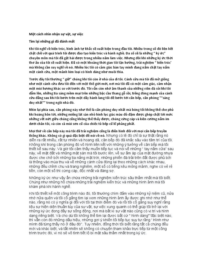 Thinking Architecture - Peter Zumthor | PDF