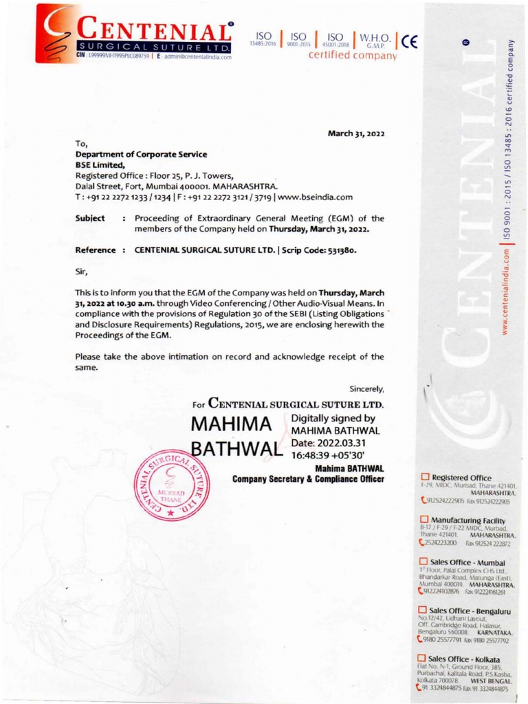 Centenia: Certified Compan | Download Free PDF | Electronic Voting | Parliamentary Procedure