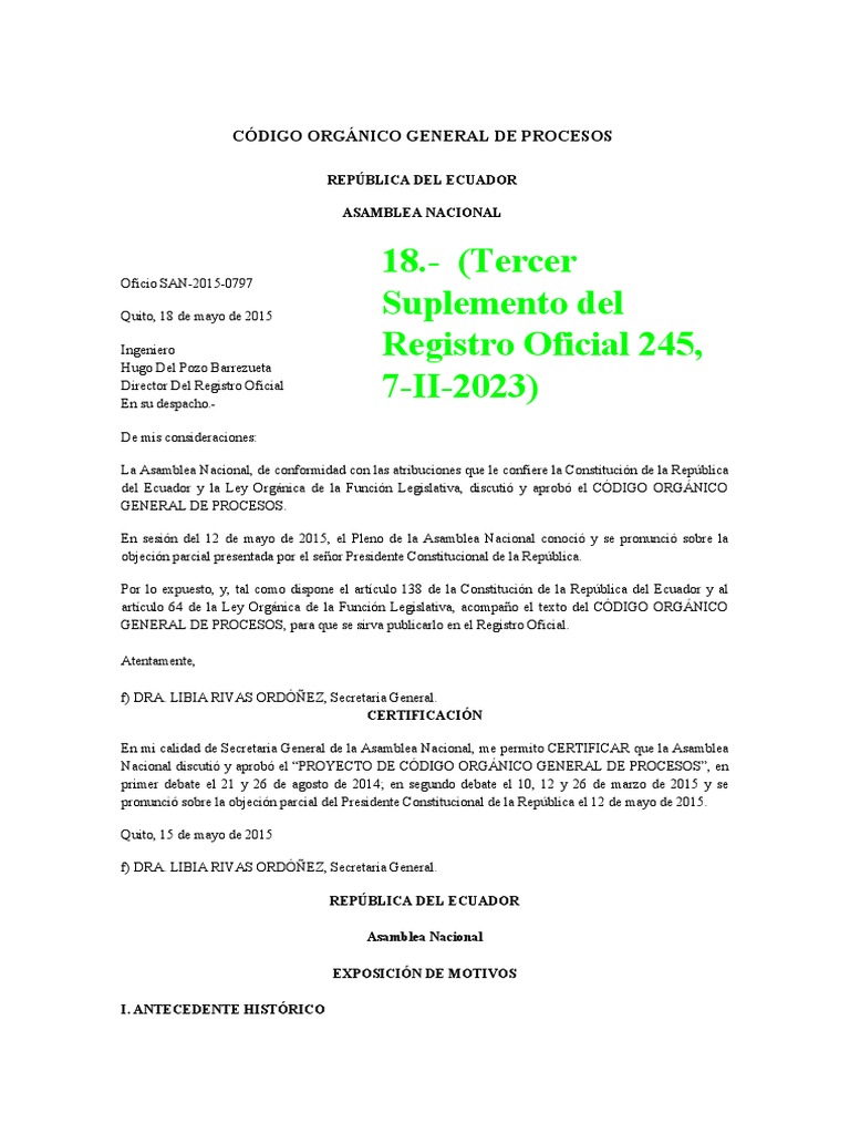 COGEP | PDF | Ley procesal | Evidencia (ley)