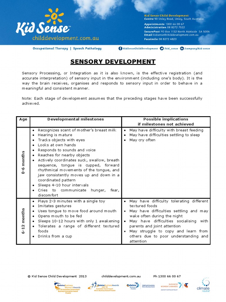 Sensory Development | PDF | Child Development | Human Life Stages
