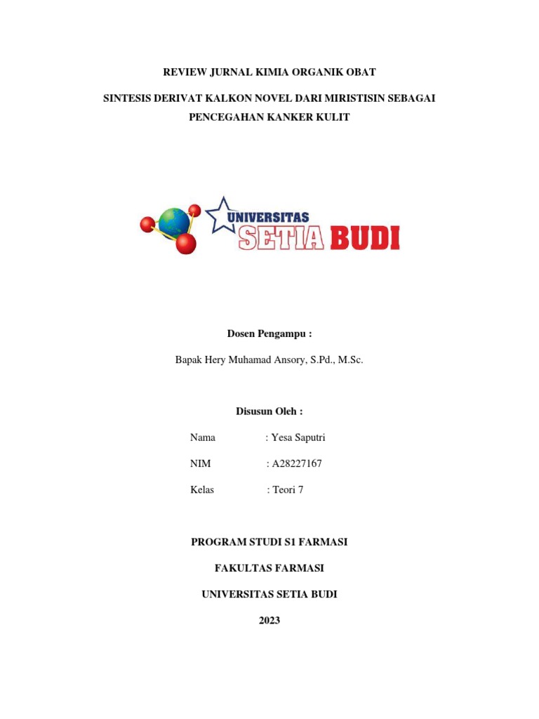 Review Jurnal Kimia Organik Obat "SYNTHESIS OF A NOVEL CHALCONE ...