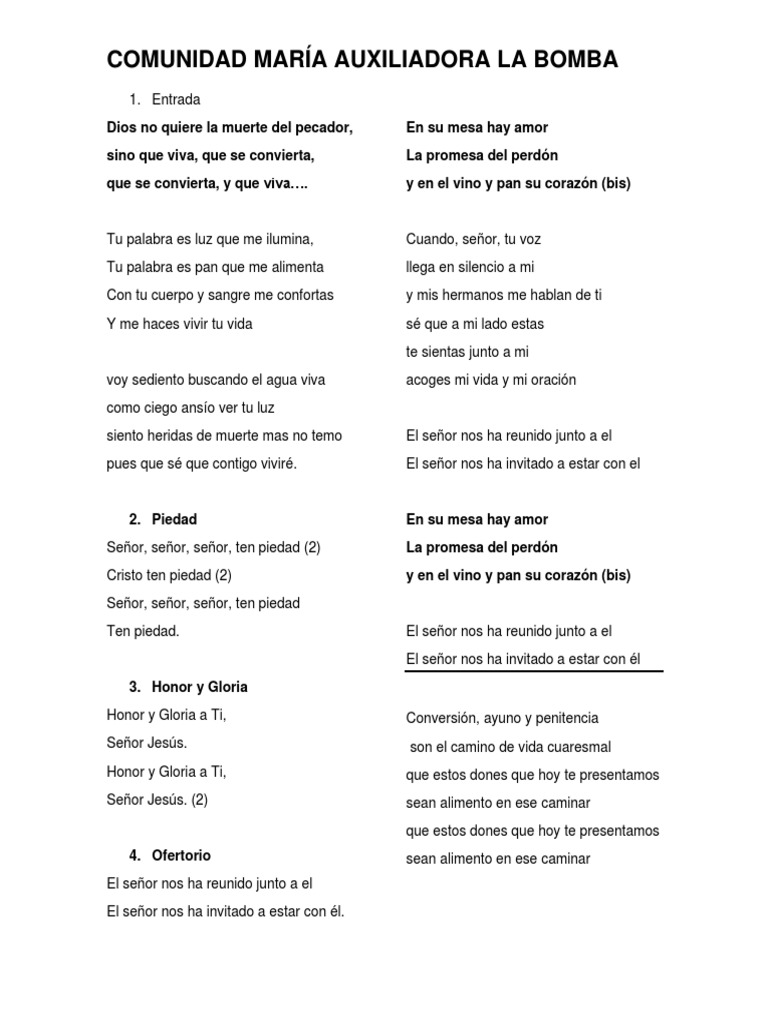 Cantos La Bomba | PDF | Cristo (título) | Misa (liturgia)