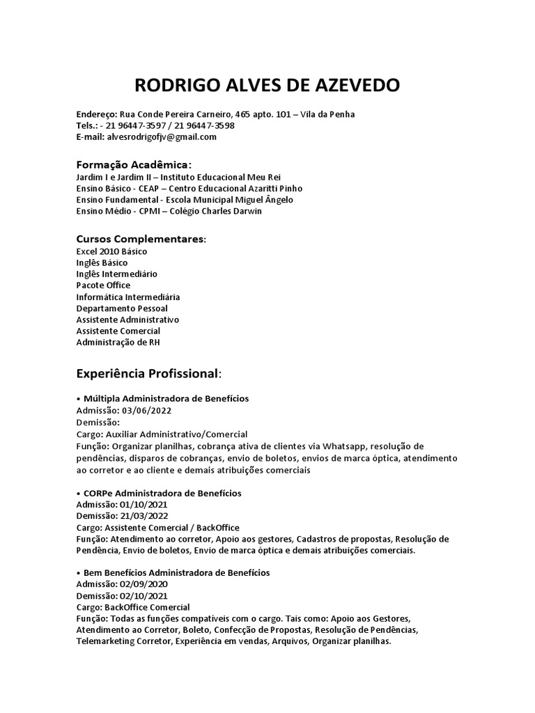 Curriculo Rodrigo | PDF