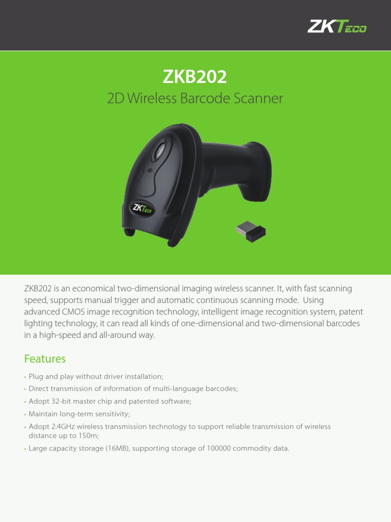 2D Wireless Barcode Scanner: Features | PDF | Image Scanner | Barcode
