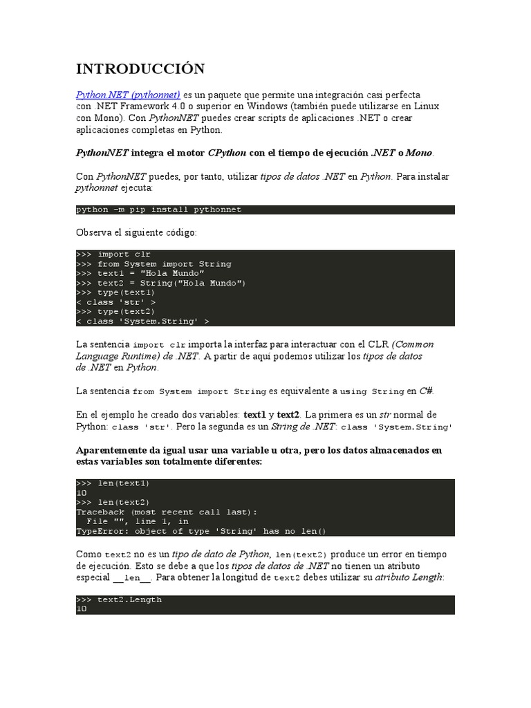 Phyton NET | PDF | .NET Framework | Python (lenguaje de programación)