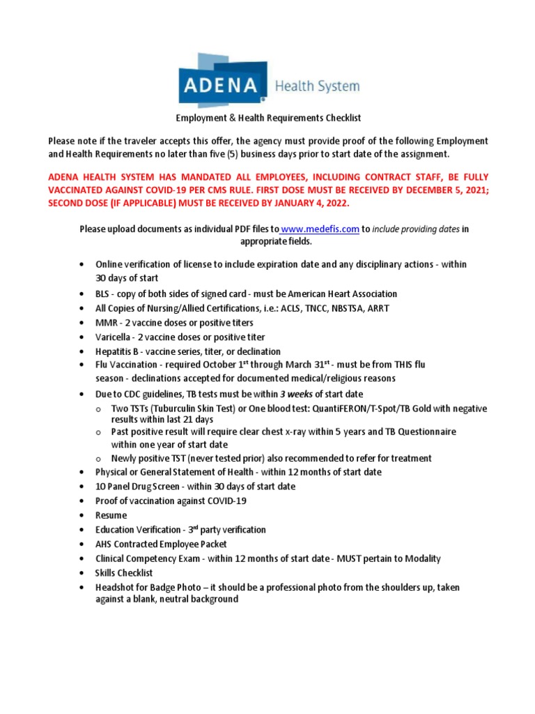 Adena Health System Compliance Checklist - Updated 11.2021 | PDF ...