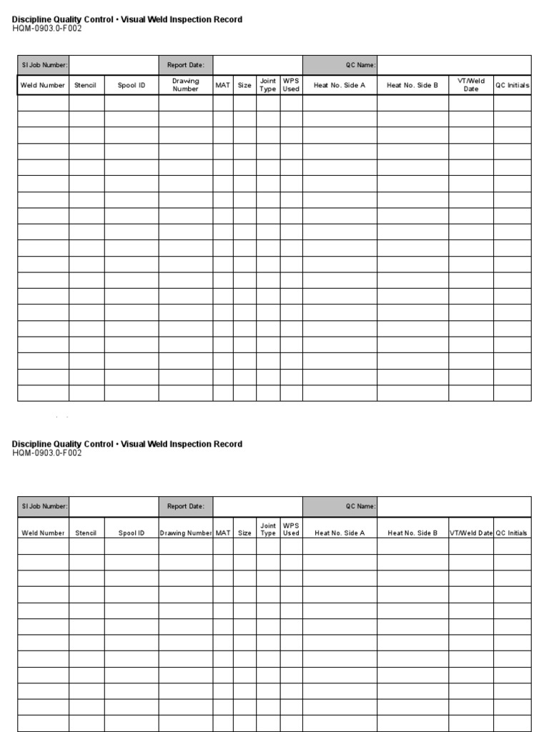 Weld Inspection Record Form | PDF