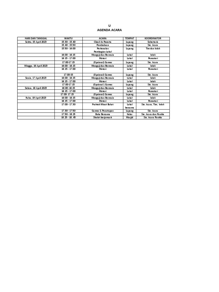 Contoh Silabus Dan Agenda Acara | PDF