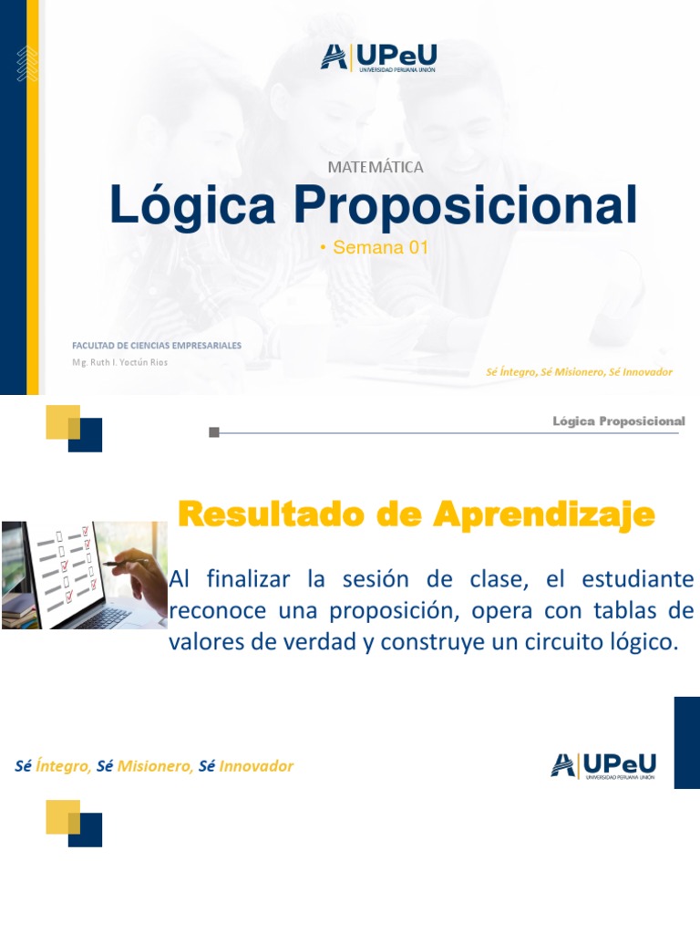 1 Semana Lógica Proposicional | PDF | Proposición | Lógica