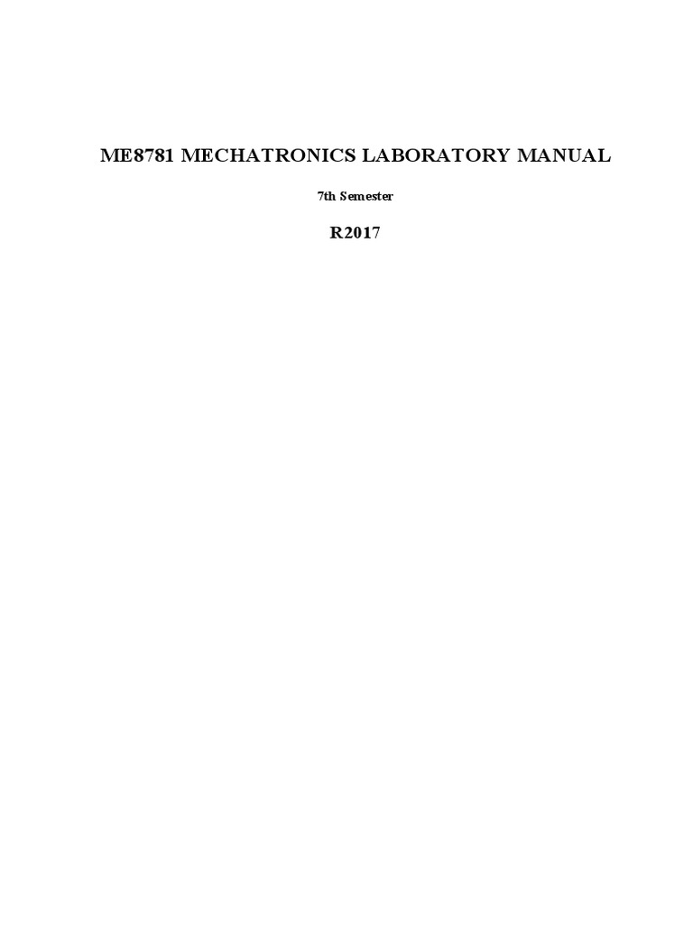 Me8781 Mechatronics Laboratory Manual: 7th Semester | PDF | Programmable Logic Controller | Actuator