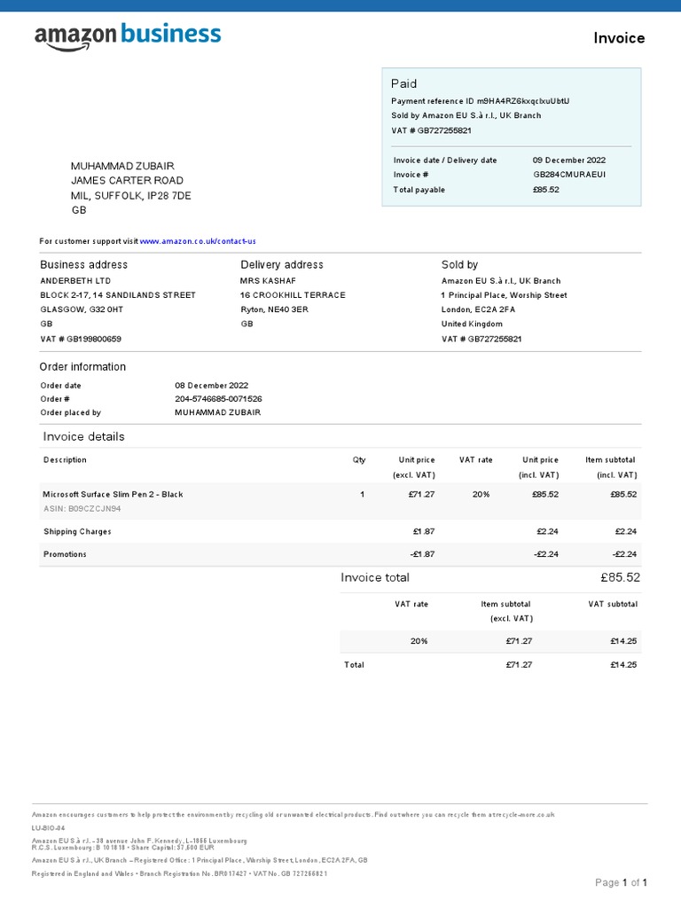 Invoice 1 | PDF | Value Added Tax | Invoice