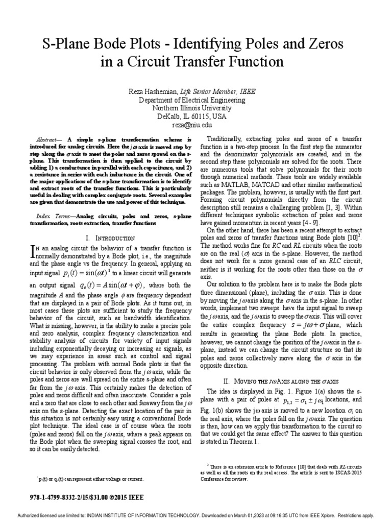 S-Plane Bode Plots - Identifying Poles and Zeros in A Circuit Transfer Function | Download Free ...