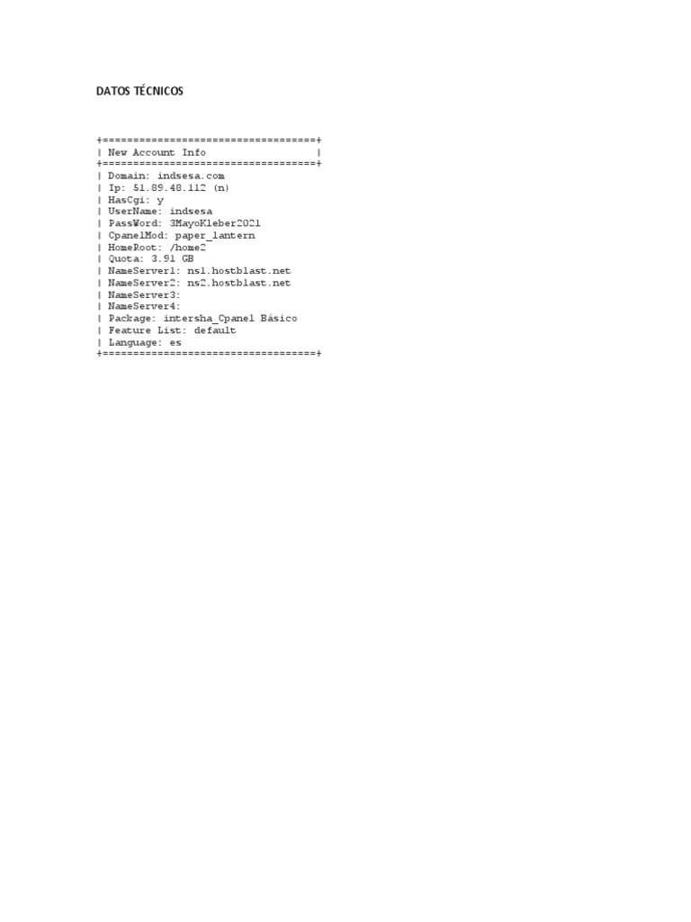 Datos Técnicos | PDF