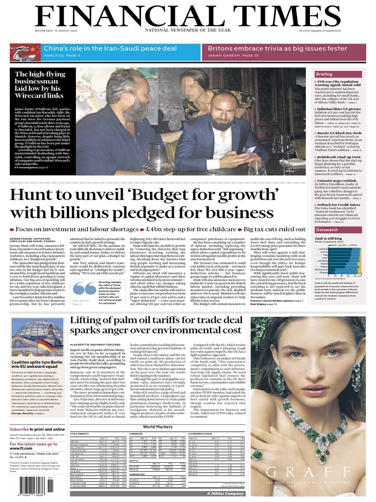 Financial Times Uk March 15 2023 | PDF | Cost Of Living | Banks