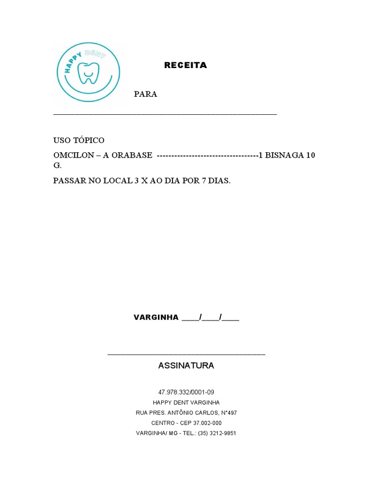Prescrição de Omcilon Orabase | PDF | Casa e Jardim | Ciências e Matemática