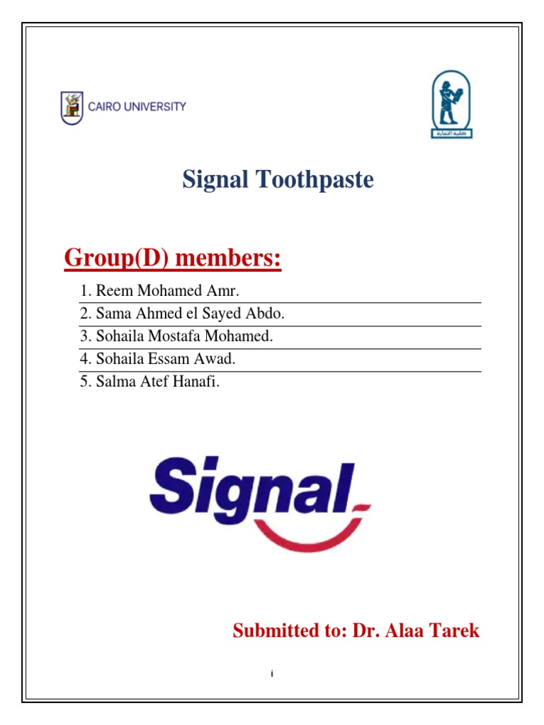 Signal Toothpaste: Group (D) Members | PDF | Retail | Brand