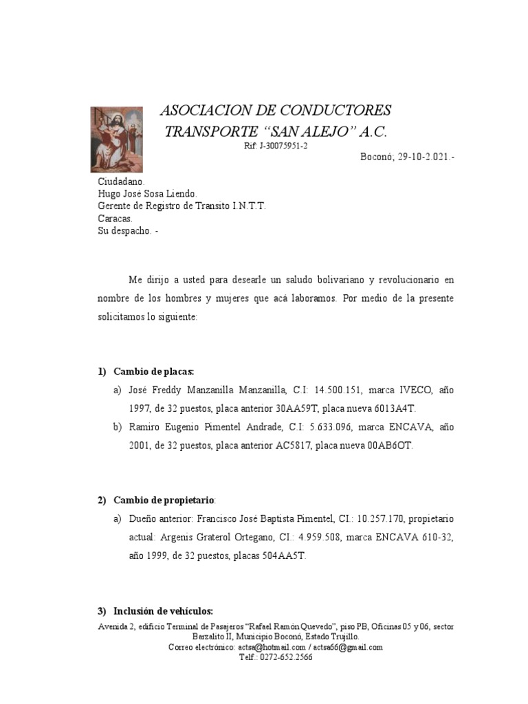 Carta INTT | PDF | Industria del vehículo | Industria automotriz