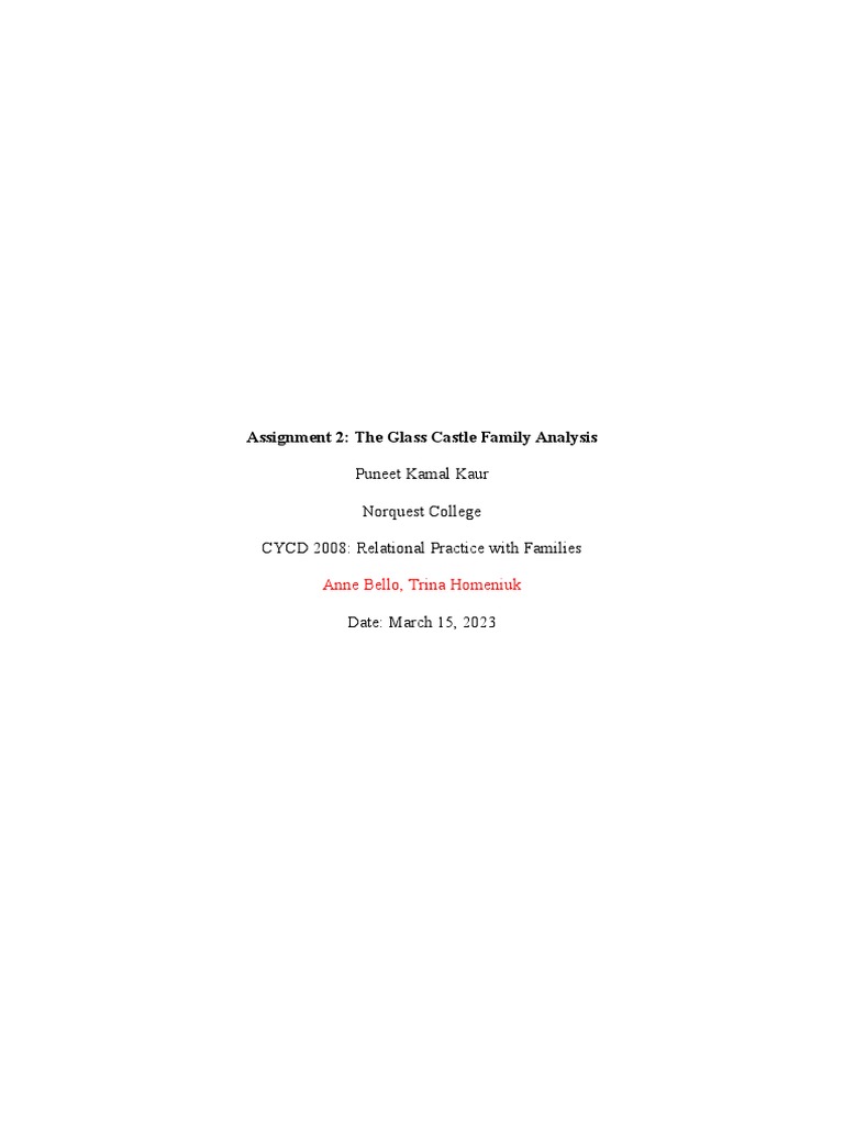 Assignment 2 - The Glass Castle Family Analysis | PDF | Psychological ...