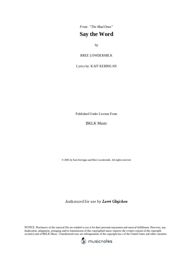 Say The Word - DB Major - MN0125662 | PDF | Freedom Of Expression Law ...