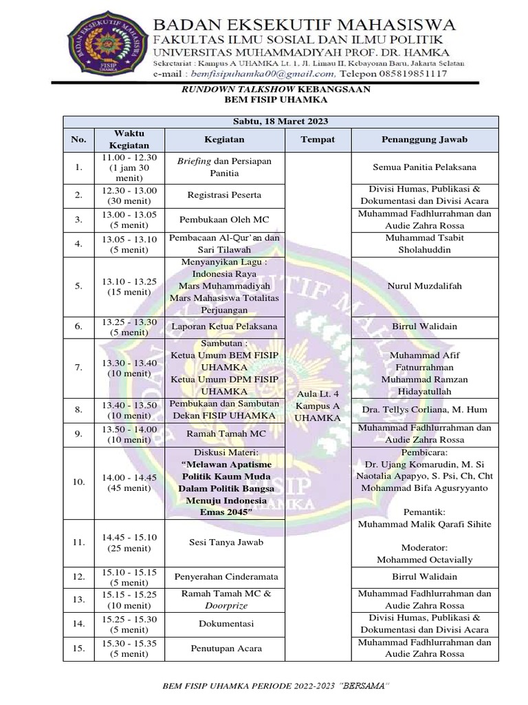 Rundown Talkshow Kebangsaan | PDF