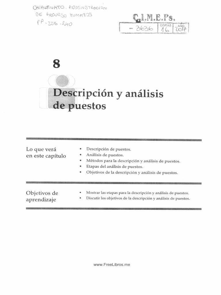 Chiavenato - Análisis y Descripción de Puestos (Cod. 3636) | PDF