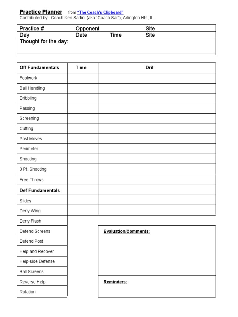 Basketball Practice Planner | PDF
