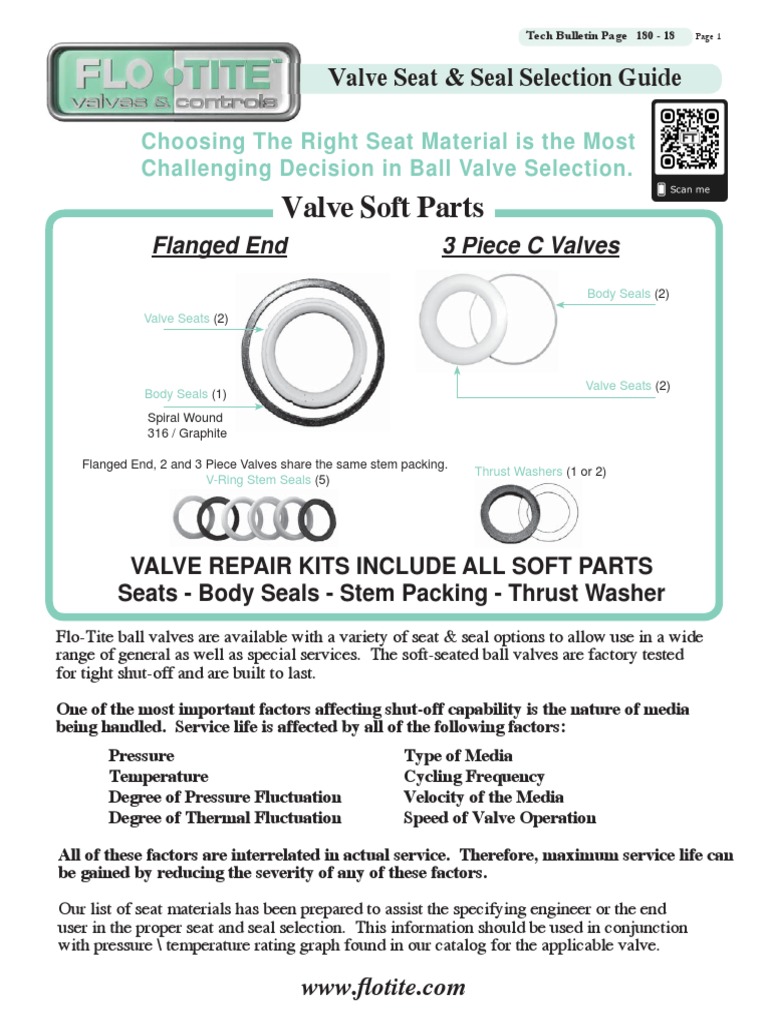180 - 18 Seat Selection Guide | PDF | Valve | Building Materials