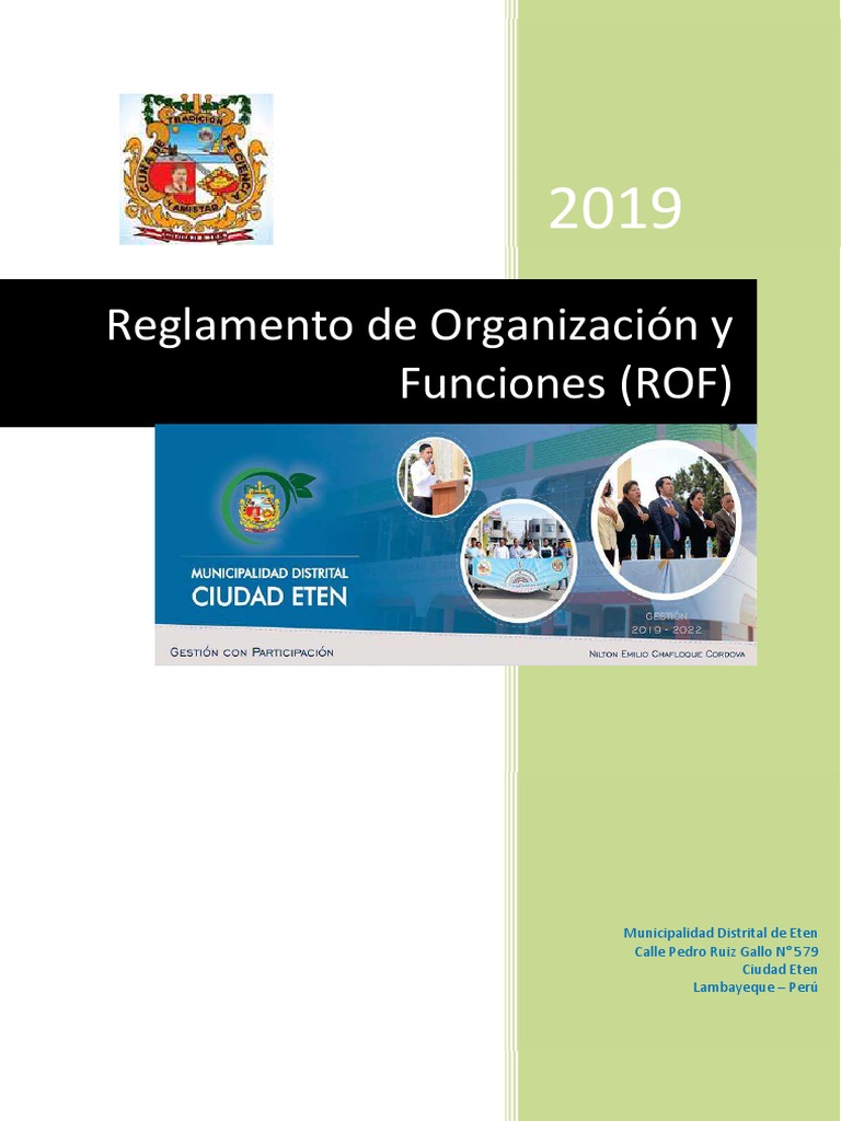 Reglamento de Organización y Funciones (ROF) | PDF | Alcalde | Gobierno local