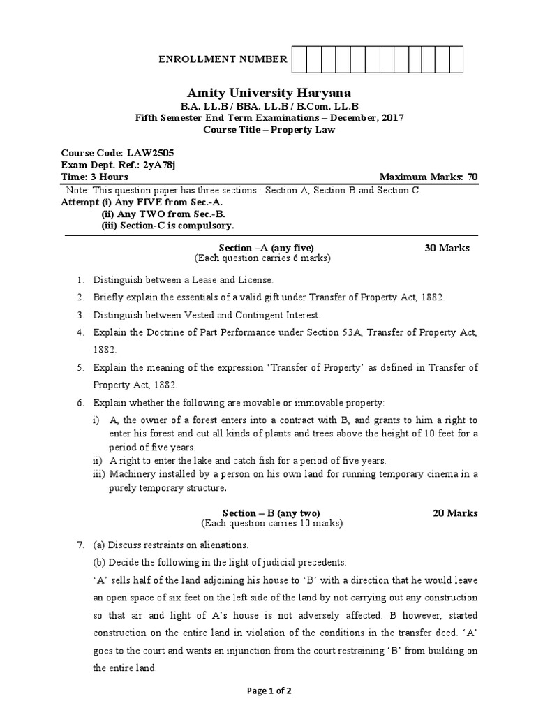 BA-BBA-BCom (LLB) - V - Property Law - Out | PDF | Property | Natural Resources Law