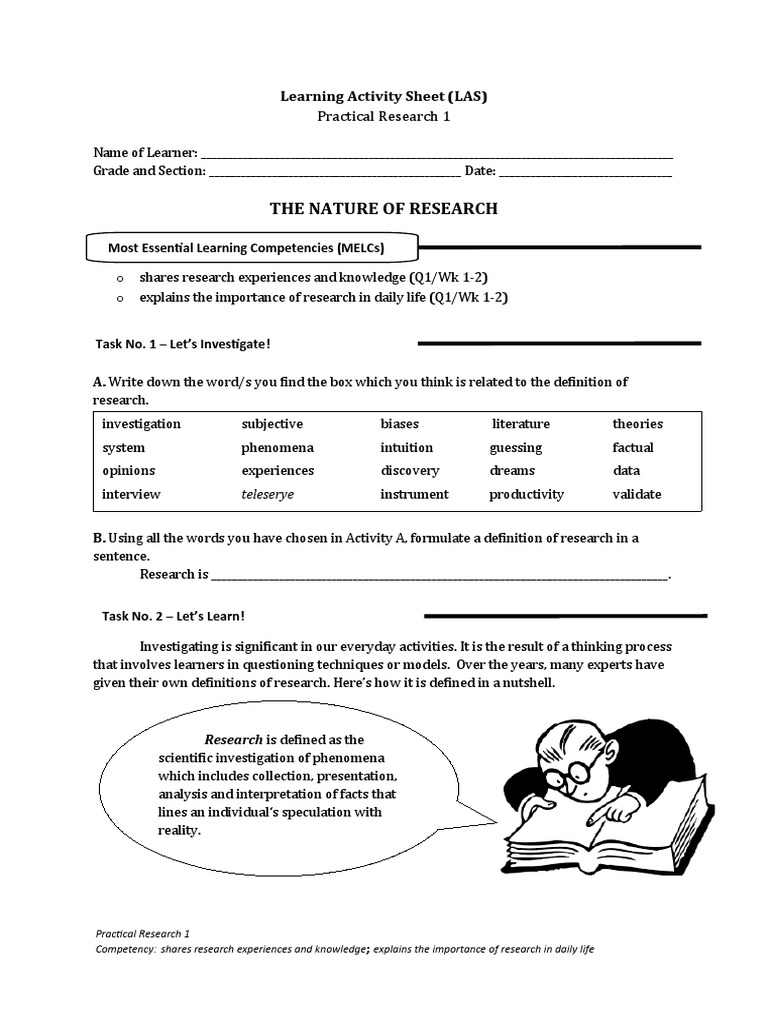 Learning Activity Sheet PR1 W1 | PDF | Experience | Knowledge