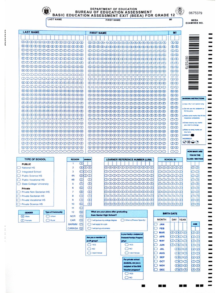 NATG12 Scannable Answer Sheet | PDF