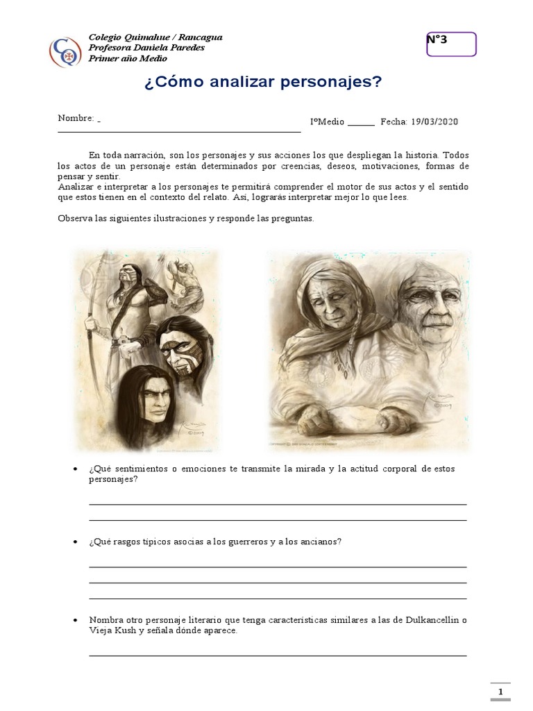 ¿Cómo Analizar Personajes?: Colegio Quimahue / Rancagua Profesora ...
