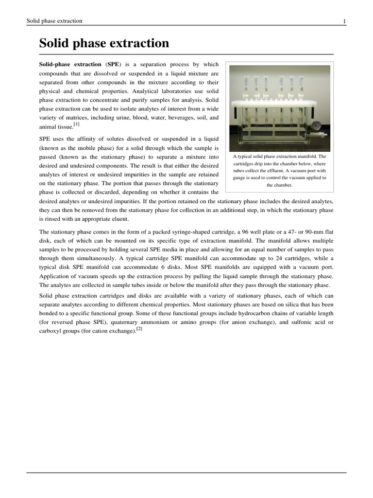 Solid Phase Extraction Notes | PDF | Physical Sciences | Analytical ...