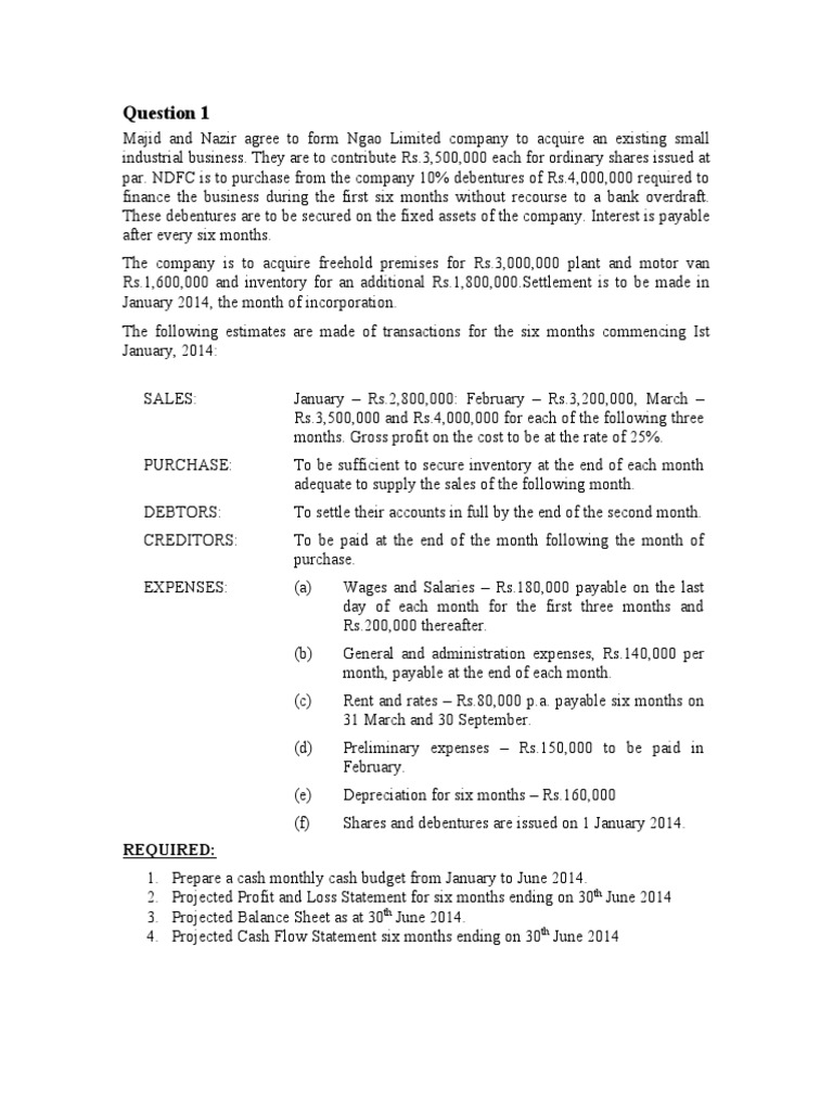 Cash Budget Questions (Revised) | PDF | Equity (Finance) | Balance Sheet
