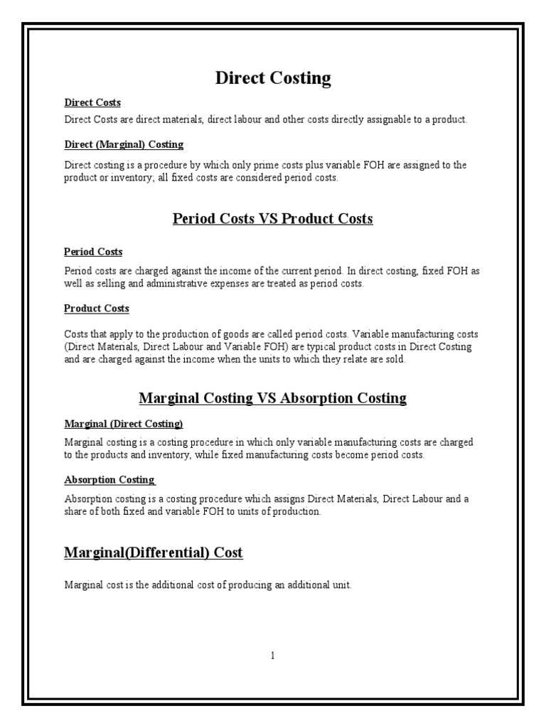 Period and Direct Costing Method | PDF | Financial Economics ...