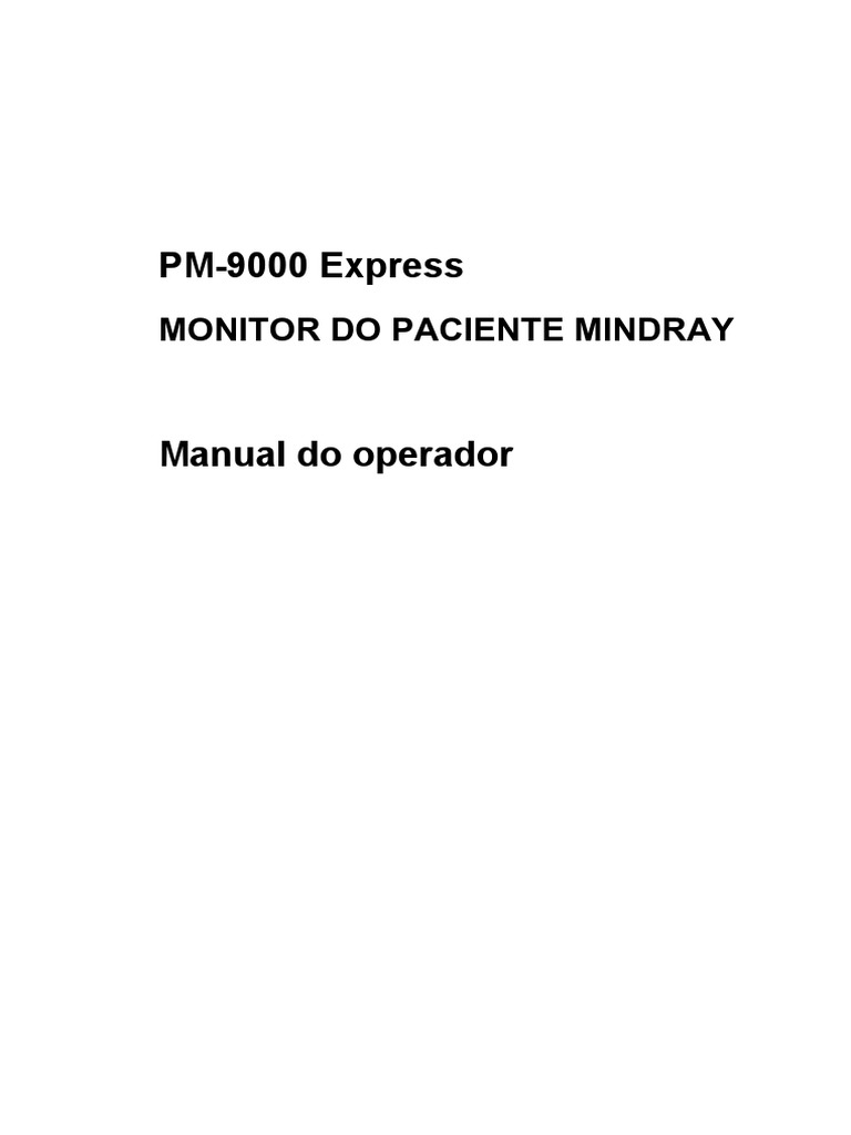 PM 9000 Express Monitor Do Paciente Mindray Manual Do Operador - Compress | PDF | União Europeia ...