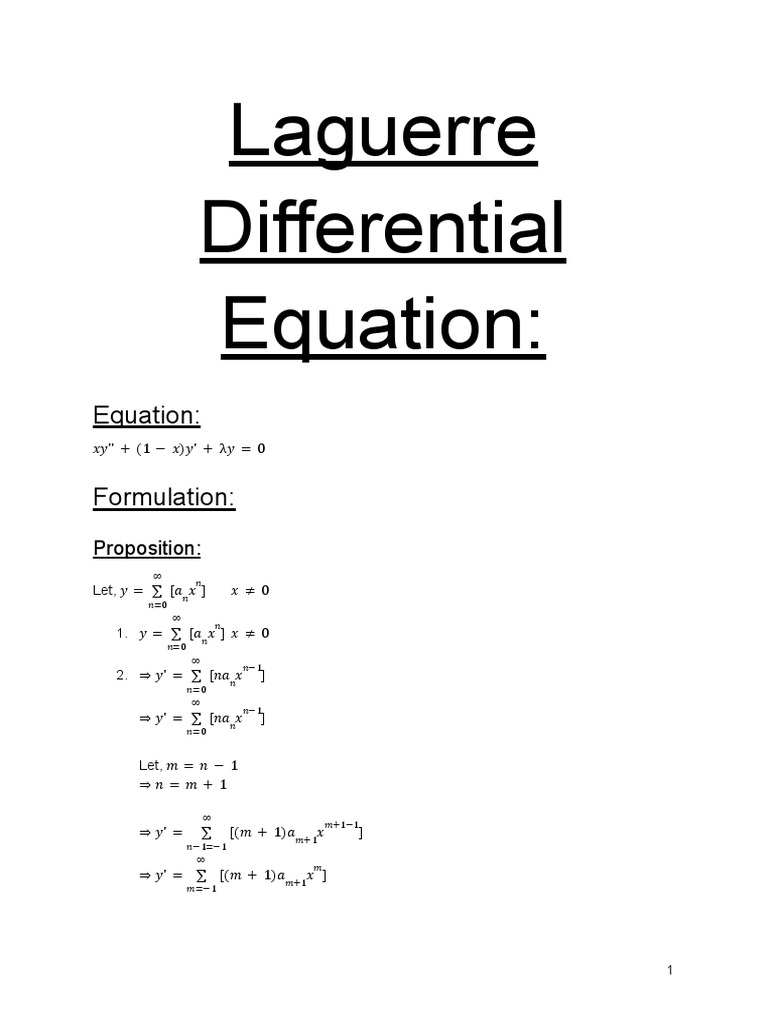 Associated Laguerre Differential Equation | PDF | Ordinary Differential ...