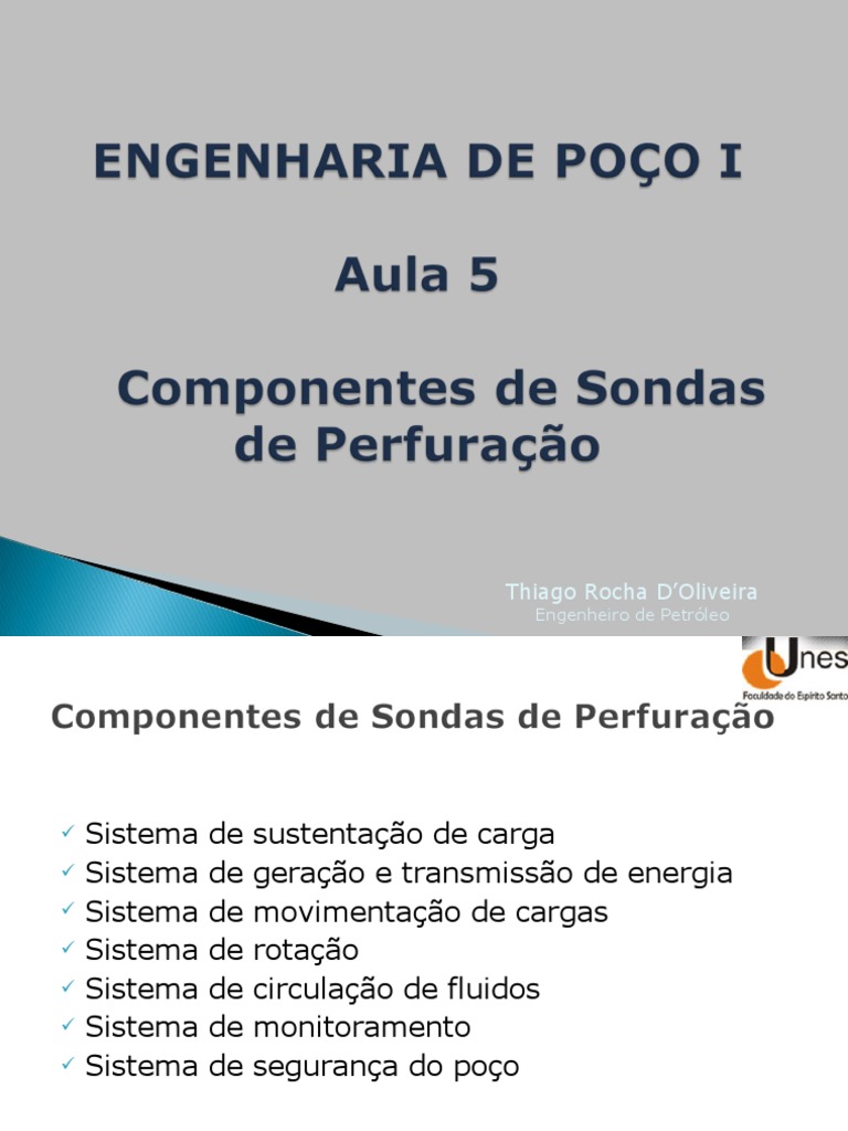 Aula 5 - Componentes de Sondas de Perfuração | PDF | Poço de petróleo ...