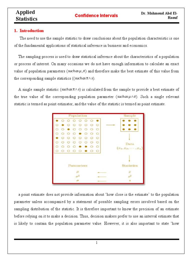 Estimating Population Parameters Through Confidence Intervals | PDF | Confidence Interval ...