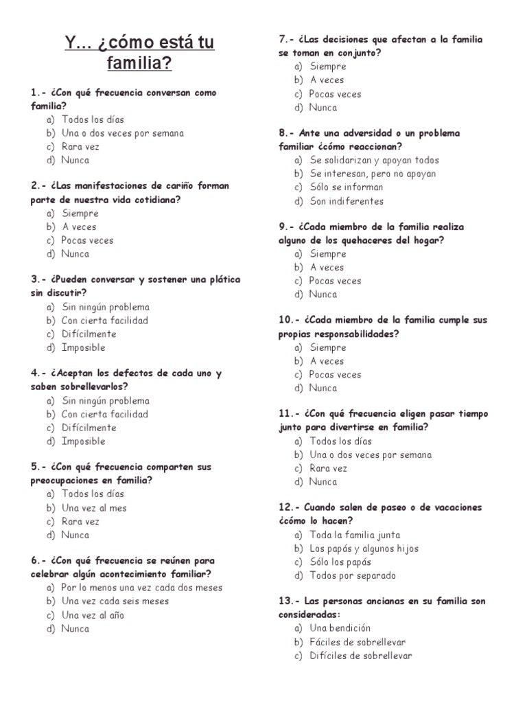 Cuestionario Familiar | PDF