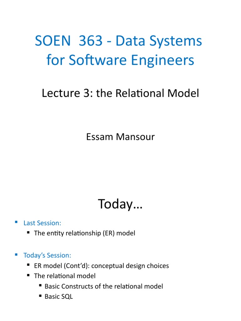 Lecture3 The Relational Model Pdf Relational Database Relational Model