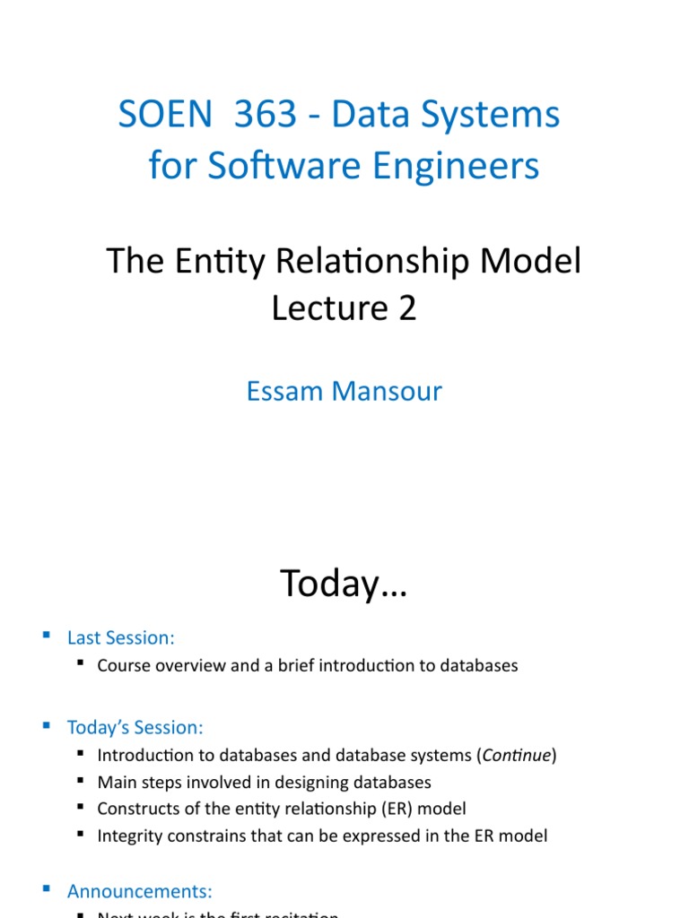 Lecture2-ER Model | PDF | Databases | Relational Model