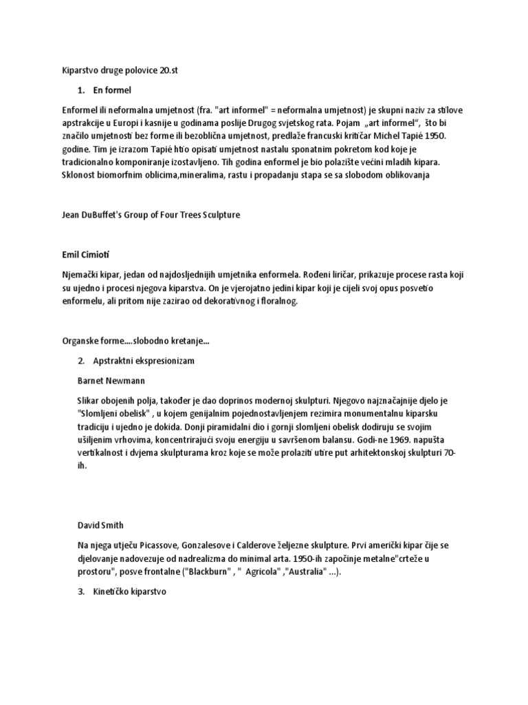 Kiparstvo Druge Polovice 20 St | PDF