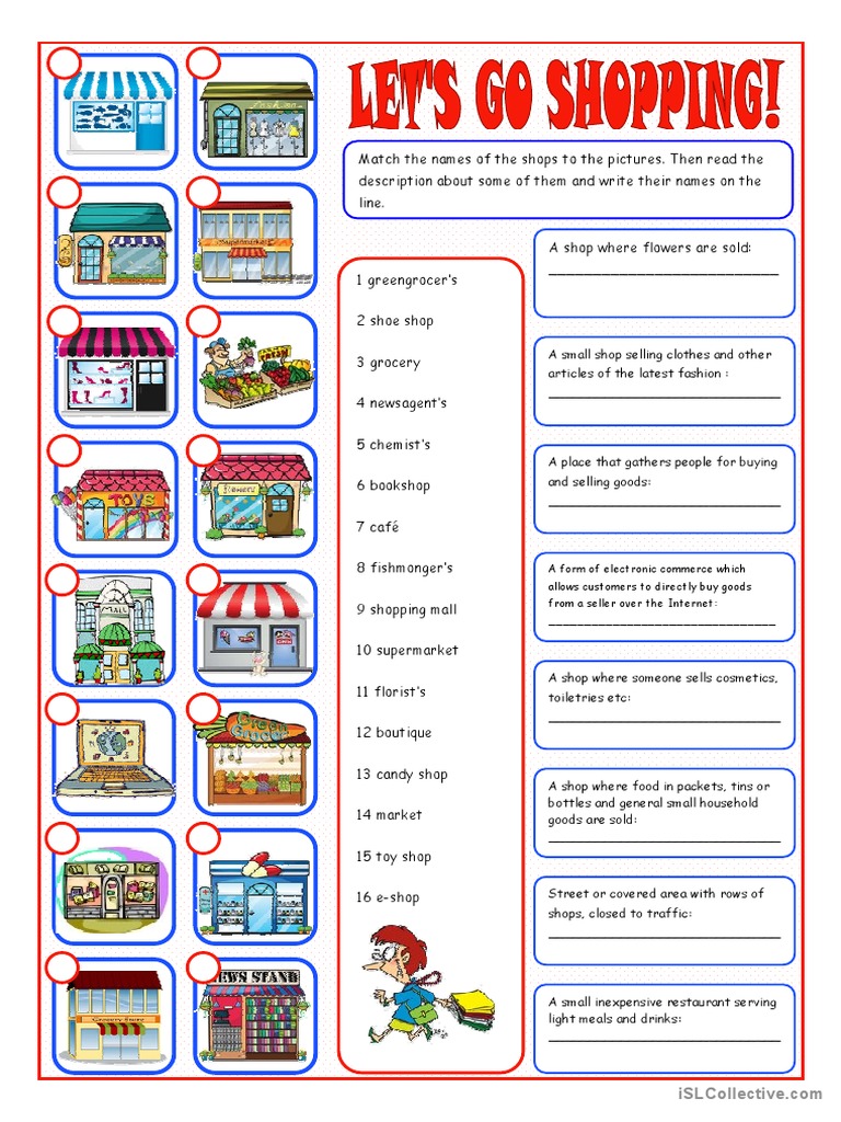 Shopping (Reading&Matching) | PDF | Grocery Store | Retail